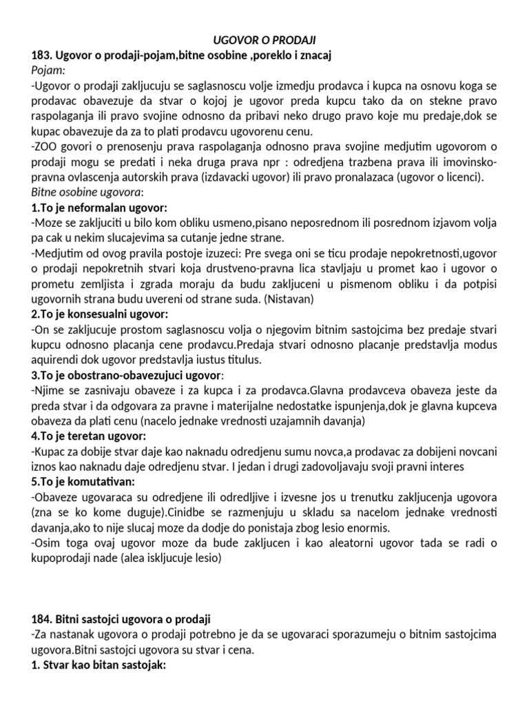 Ugovori Obligacije | PDF