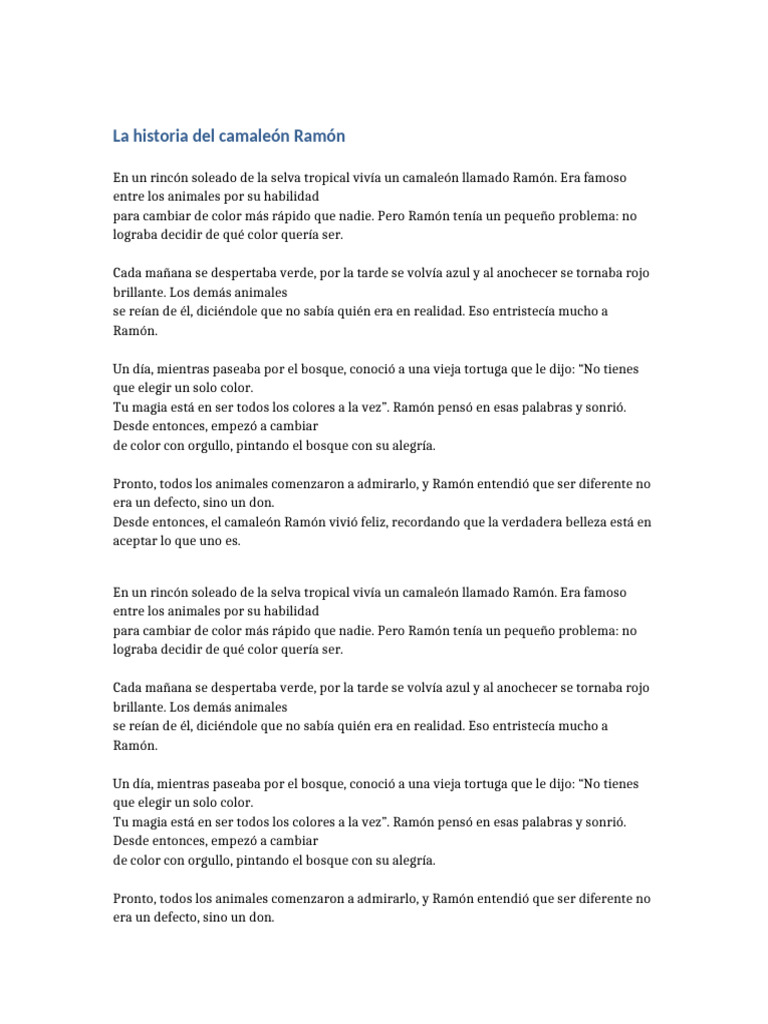 La Historia Del Camaleon Ramon | PDF