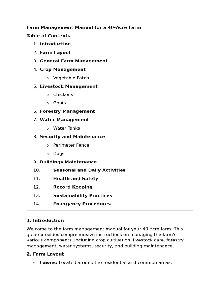 40-Acre Farm Management Guide | PDF | Livestock | Pest (Organism)