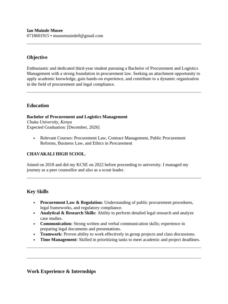 Ian Muinde Musee CV | PDF