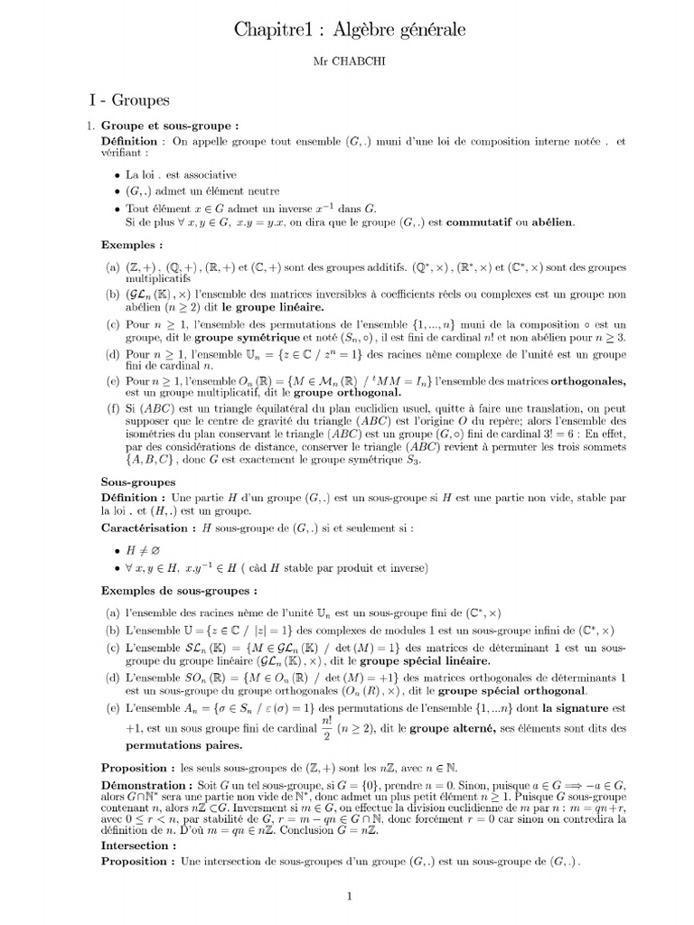 Cours1 Groupes | PDF
