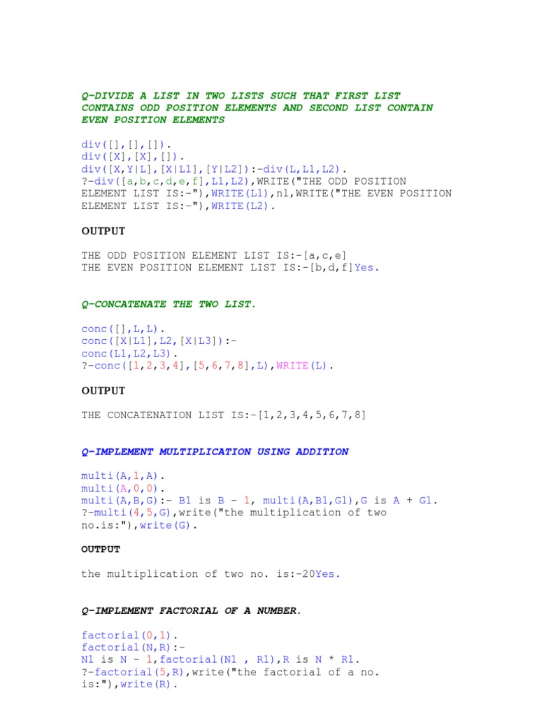 Implement Prolog Programs For List Processing And Recursion Pdf Login User Computing 9803