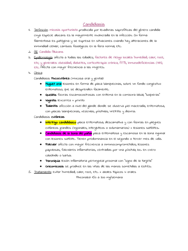 Candidiasis: Síntomas y Tratamiento | PDF