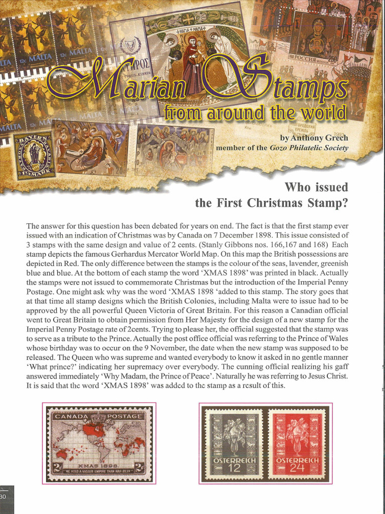 First Christmas Stamp History | PDF | Postage Stamp | Philately