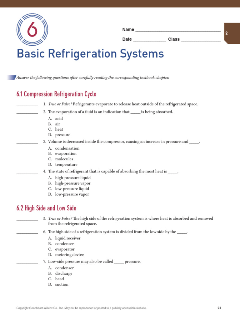 Assesment-CH6-Basic Refrigeration Systems | PDF | Liquids | Refrigeration