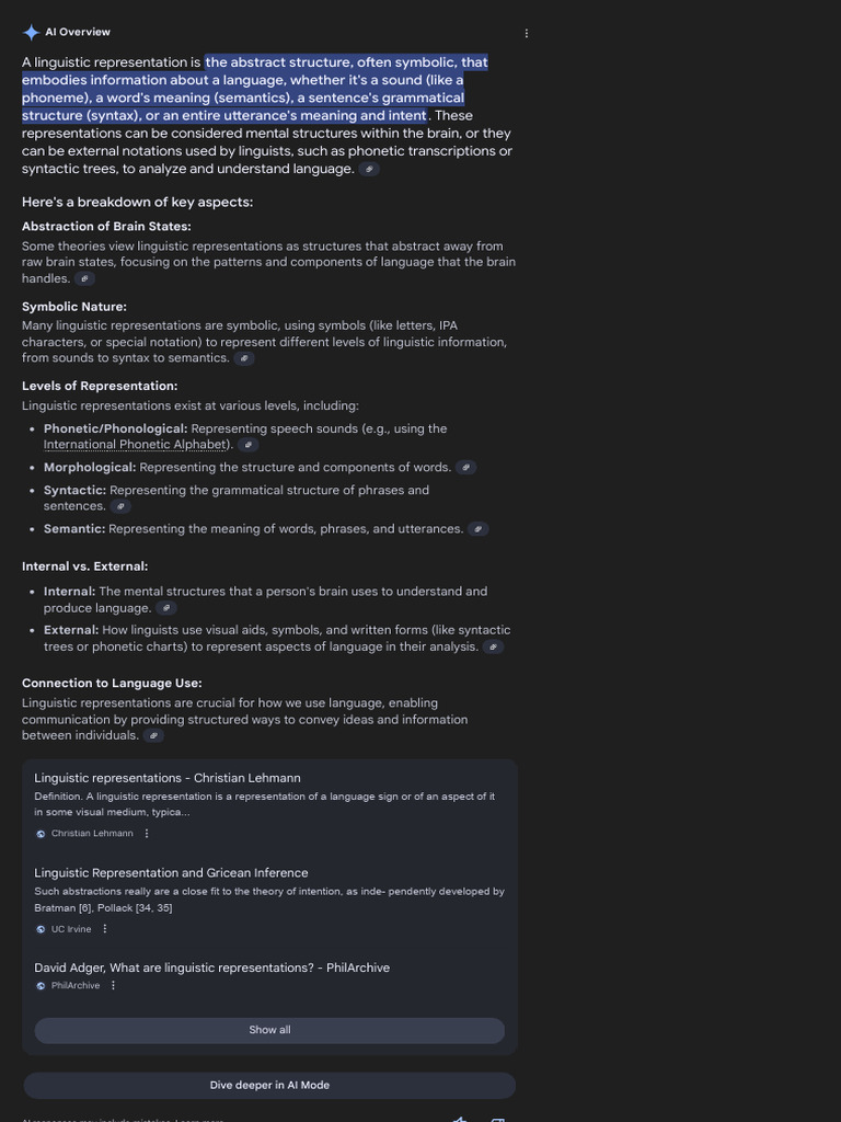 Linguistic Representation Definition | PDF | Phonology | Semantics