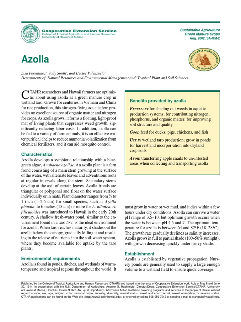 Azolla | PDF | Plant Nursery | Agriculture