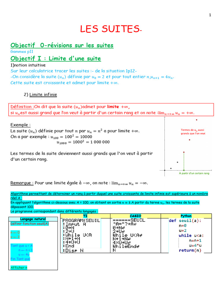 Limites et opérations sur les suites | PDF | Concepts mathématiques ...