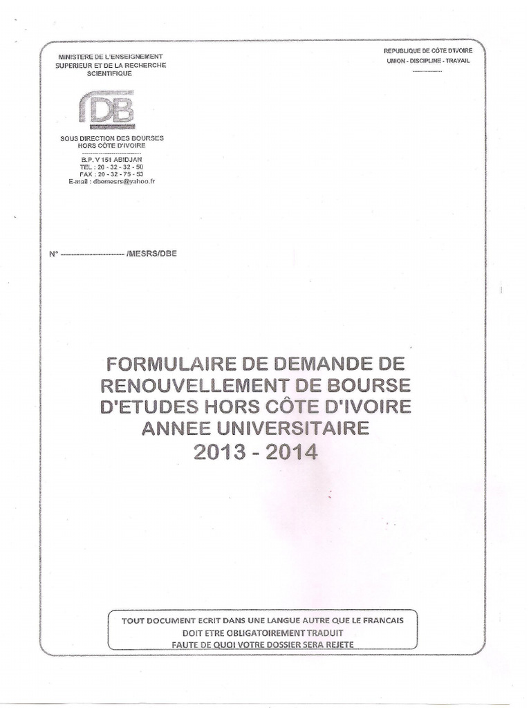 Formulaire de Demande | PDF