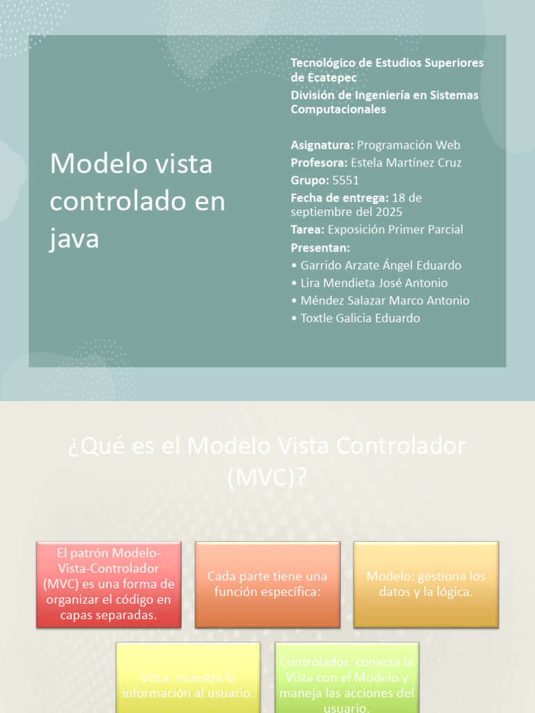 Modelo Vista Controlador Java MVC | PDF | Modelo – Vista – Controlador | Desarrollo de software