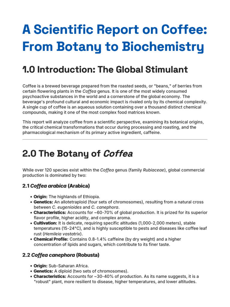 A Scientific Report On Coffee | PDF | Caffeine | Coffee