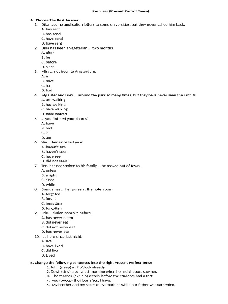 Latihan Soal Present Perfect | PDF