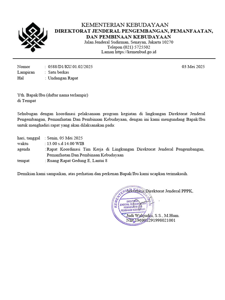 Undangan Tim Kerja Perencanaan Publikasi Regulasi-4 | PDF