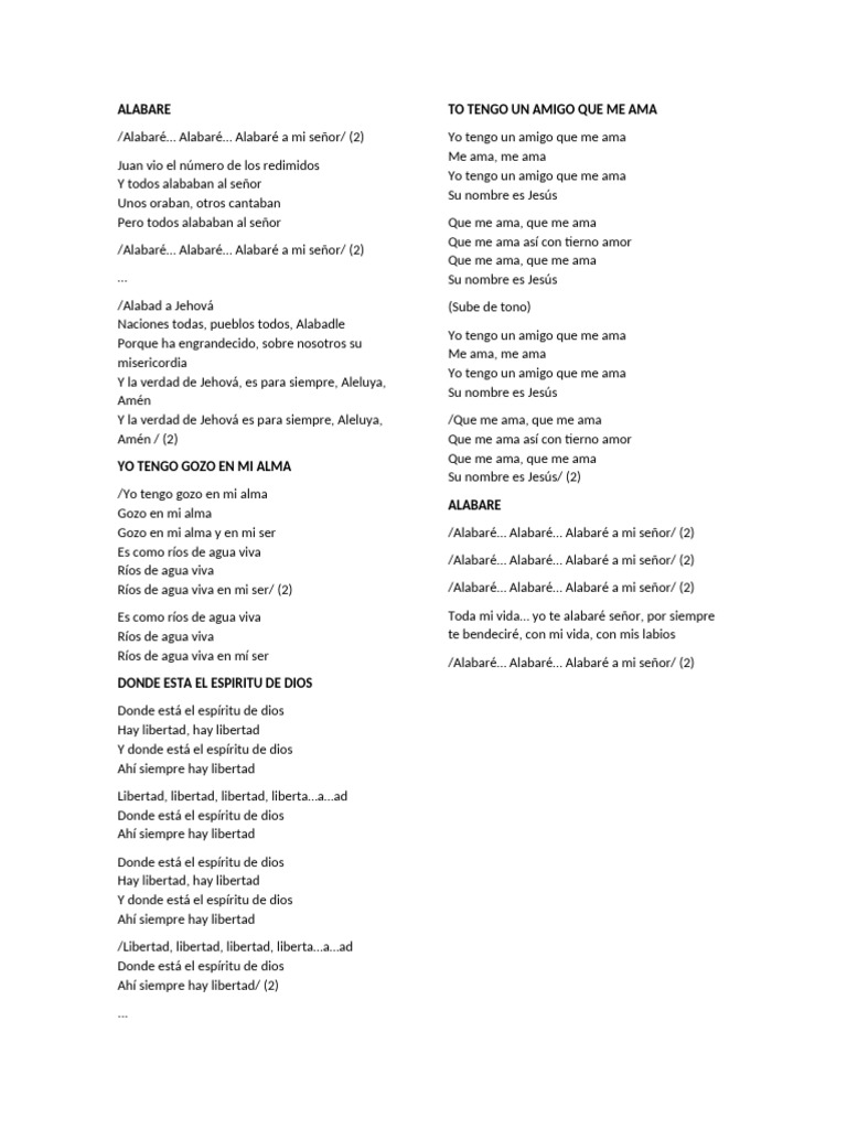 Letra de Cantos | PDF