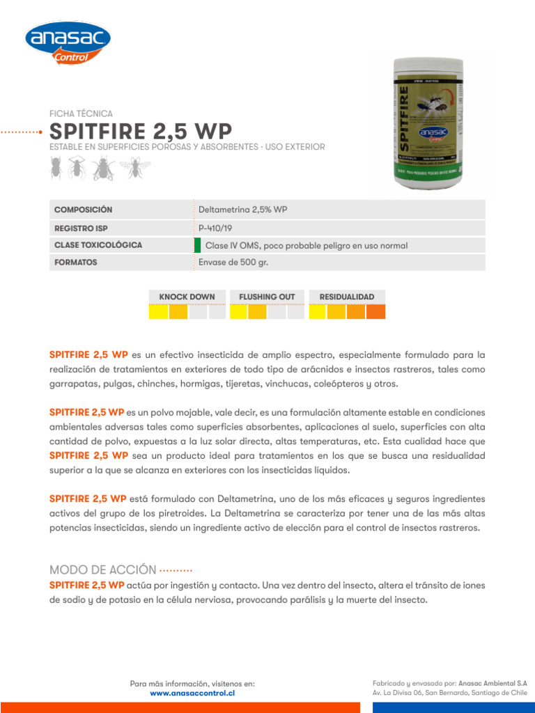 Insecticida Spitfire 2,5 WP para Exteriores | PDF