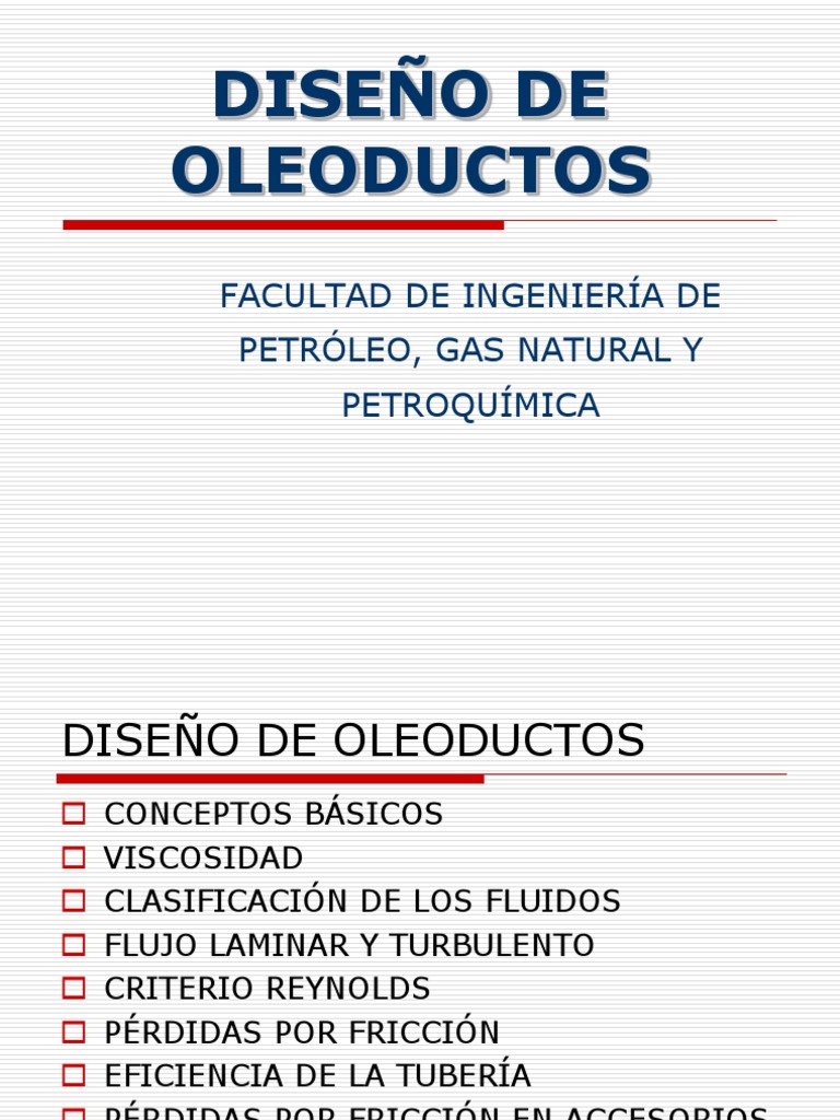 Clase 5 - Diseño de Oleoductos | PDF | Viscosidad | Mecánica