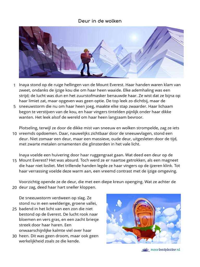 Deur in de Wolken Tekst en Werkblad | PDF