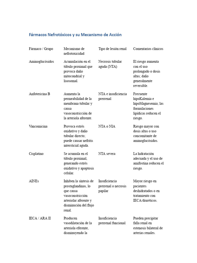 Fármacos Nefrotóxicos y Daño Renal | PDF | Especialidades Medicas | Riñón