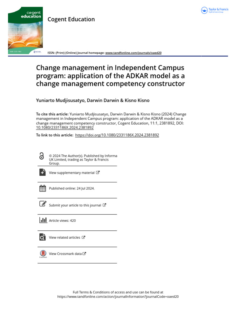 Change Management in Independent Campus Program Application of The ...