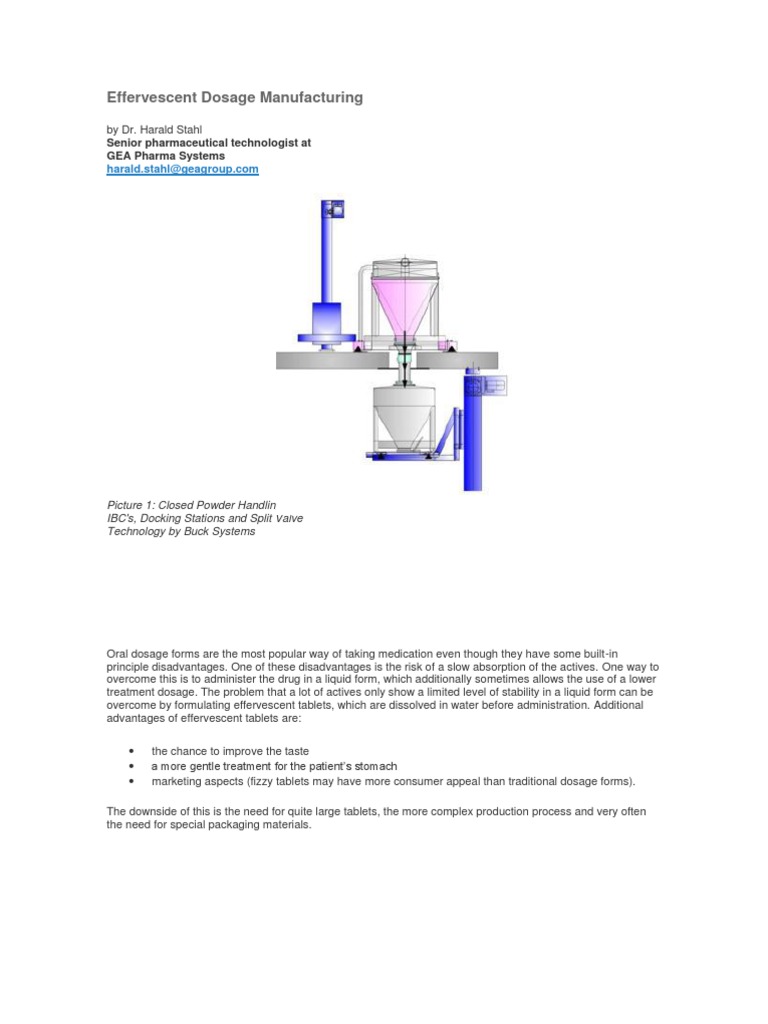 Effervescent Dosage Manufacturing | PDF | Tablet (Pharmacy) | Materials