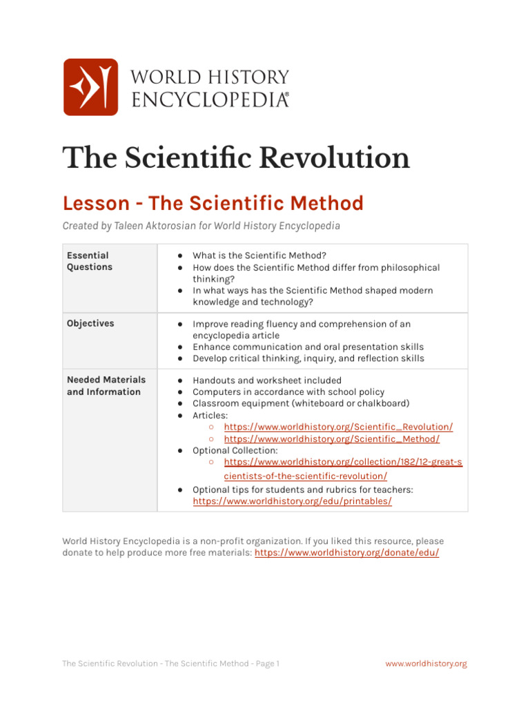 Scientific Revolution Lesson Plan | PDF | Scientific Method | Science