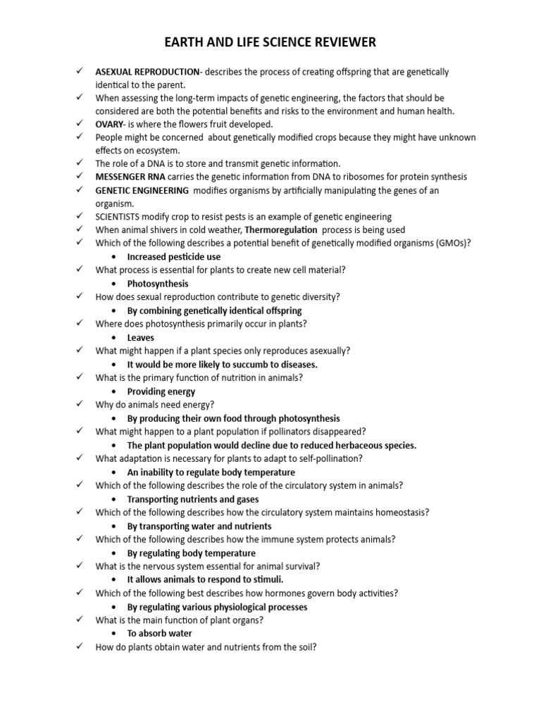 Earth and Life Science Reviewer | PDF | Genetics | Ecosystem