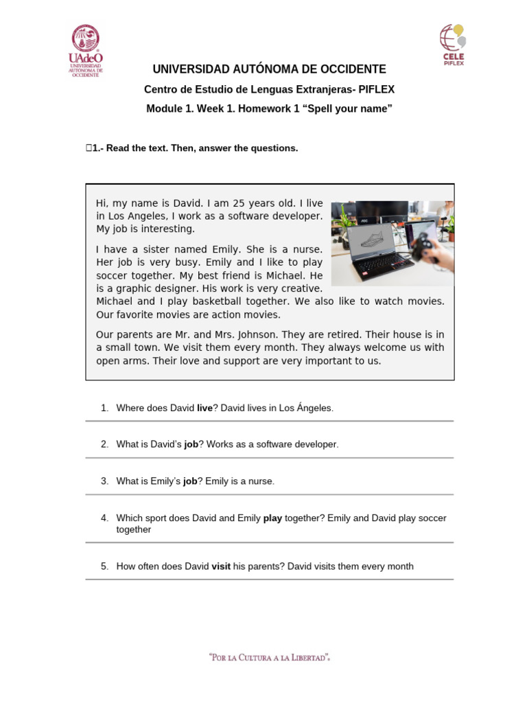 Copia de Copia de Module 1. Homework 1. Spell Your Name | PDF