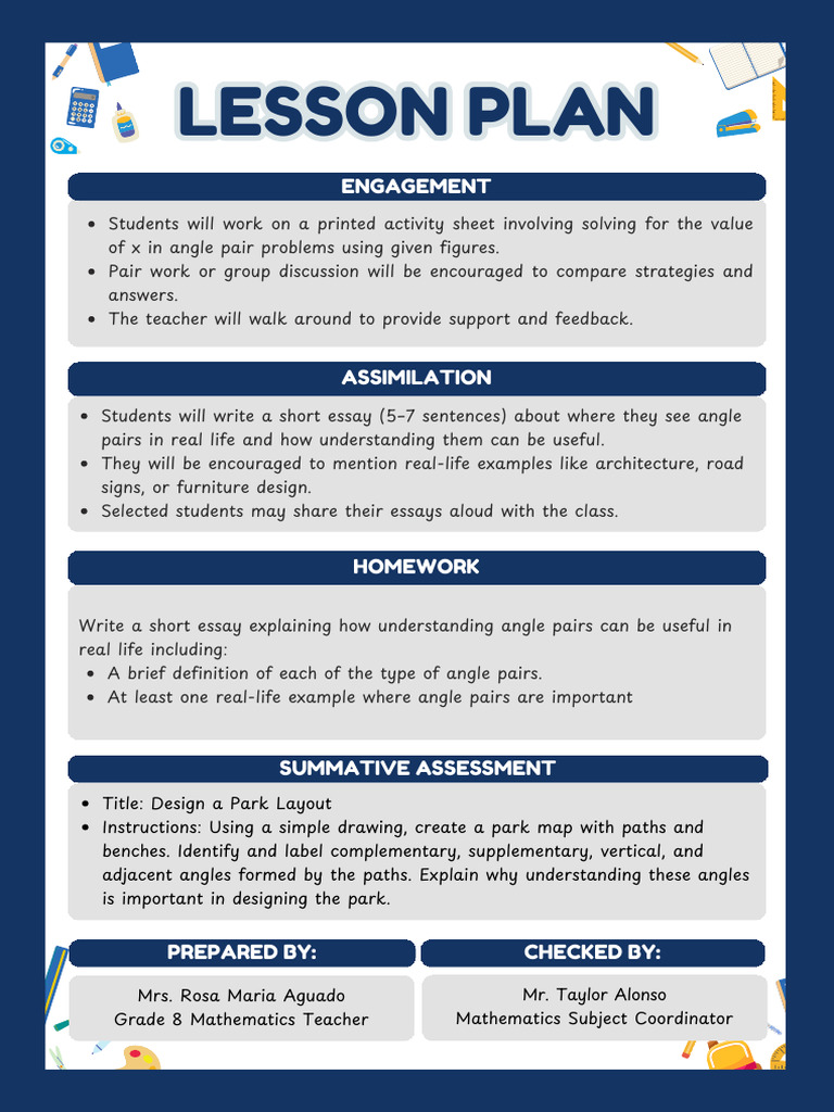 Mathematics IDEA Lesson Plan in Gray, Yellow and Blue Vector Style ...