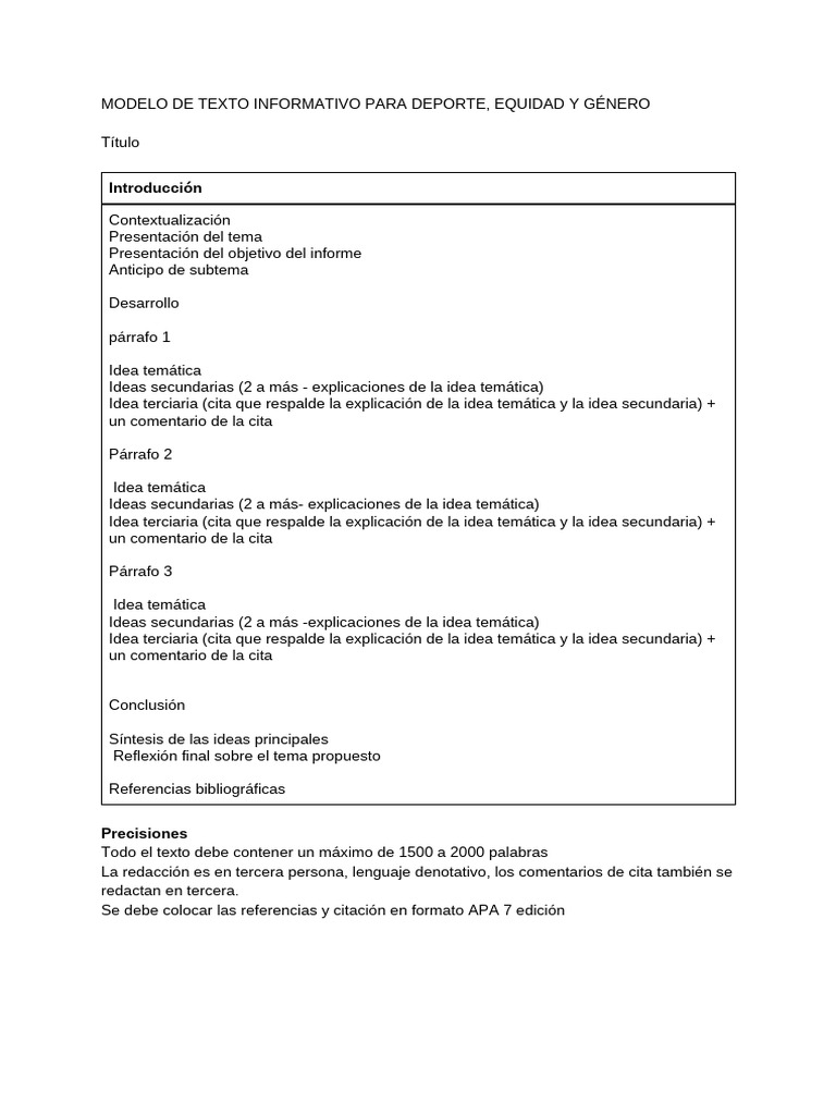 Modelo de Esquema de Texto Informativo | PDF