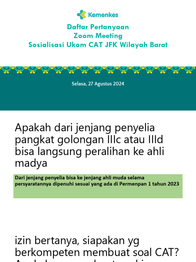 Sosialisasi Ukom CAT JFK Wilayah Barat | PDF