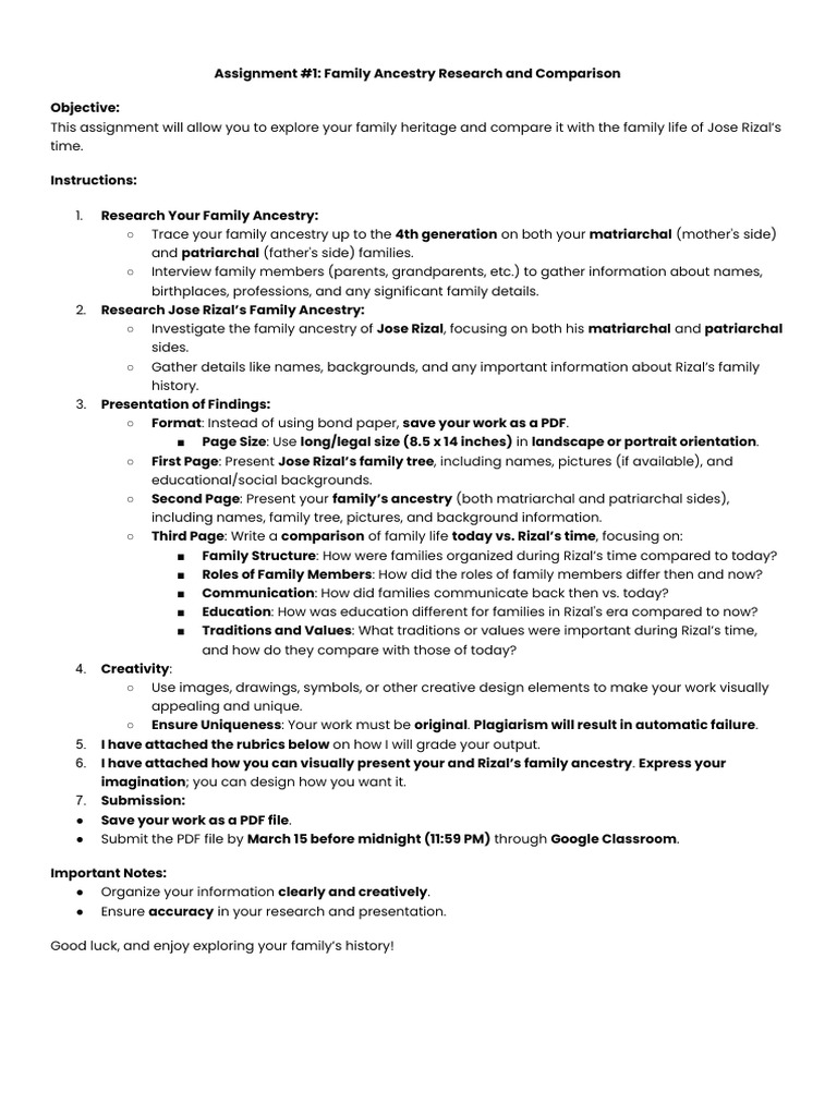 Assignment 1 Family Ancestry Research and Comparison 2 | PDF