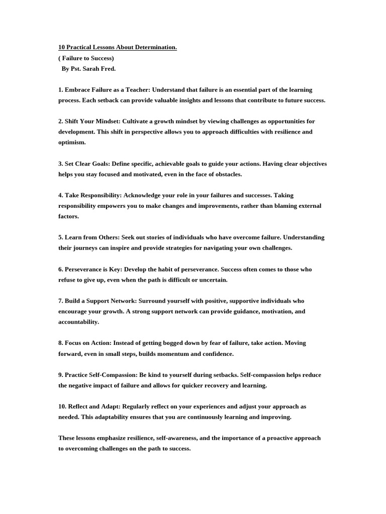 10 Practical Lessons About Determination | PDF