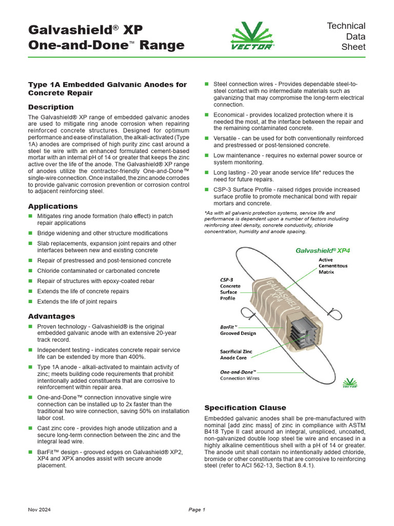 Galvashield XP Anodes for Concrete Repair | PDF | Corrosion | Concrete