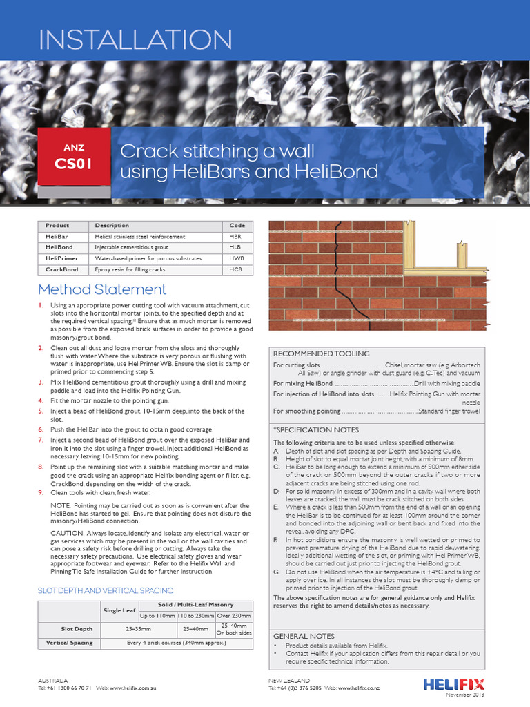 HeliBond Crack Repair Method Guide | PDF | Materials | Building Materials