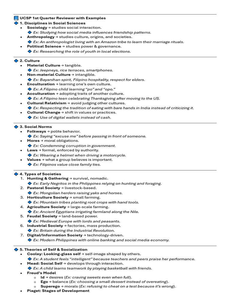 UCSP 1st Quarter Study Guide & Examples | PDF | Social Psychology ...