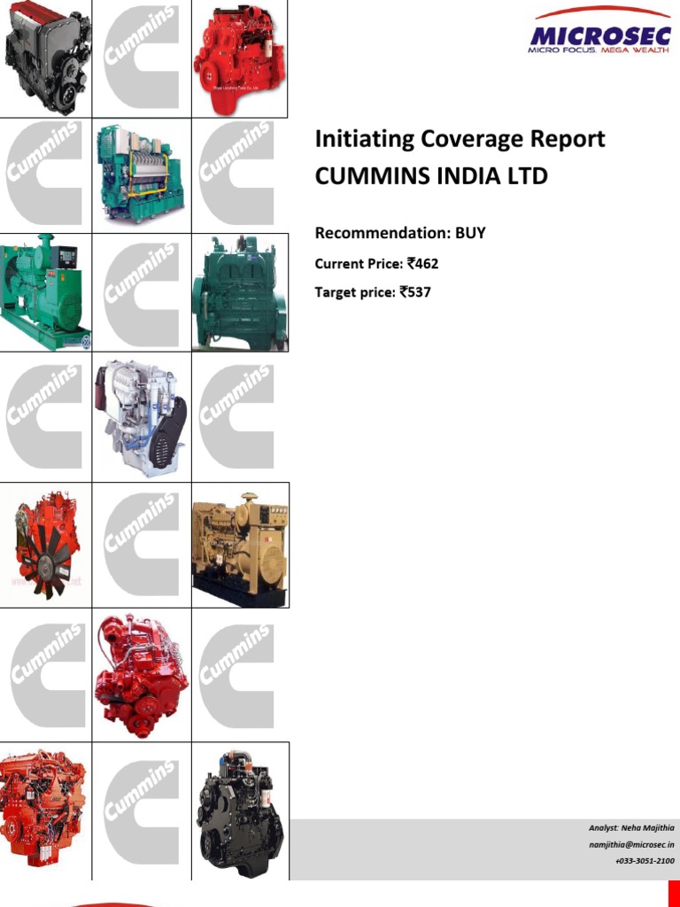Initiating Coverage Report Cummins India LTD: Recommendation: BUY | PDF ...