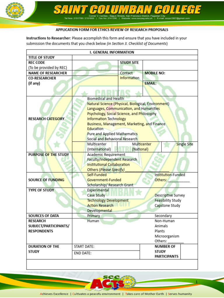 Research Ethics Application Form | PDF | Science