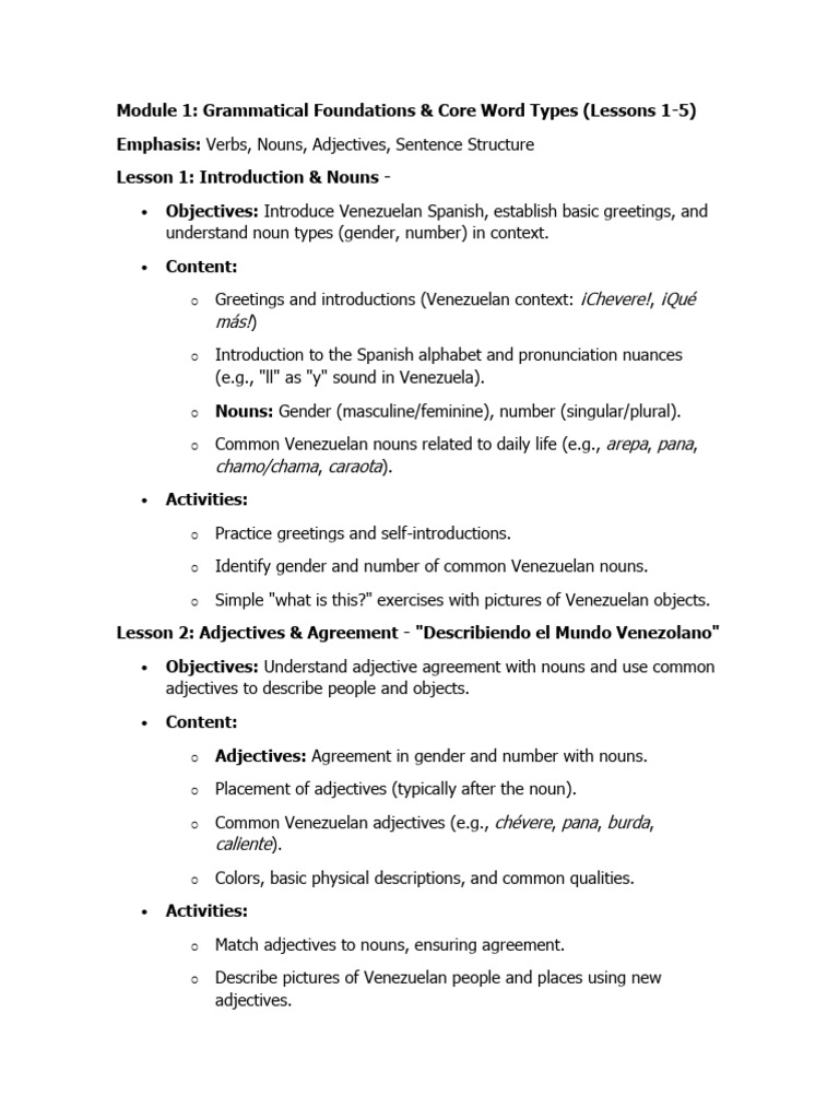 Venezuelan Spanish Grammar & Vocabulary Guide | PDF | Verb ...