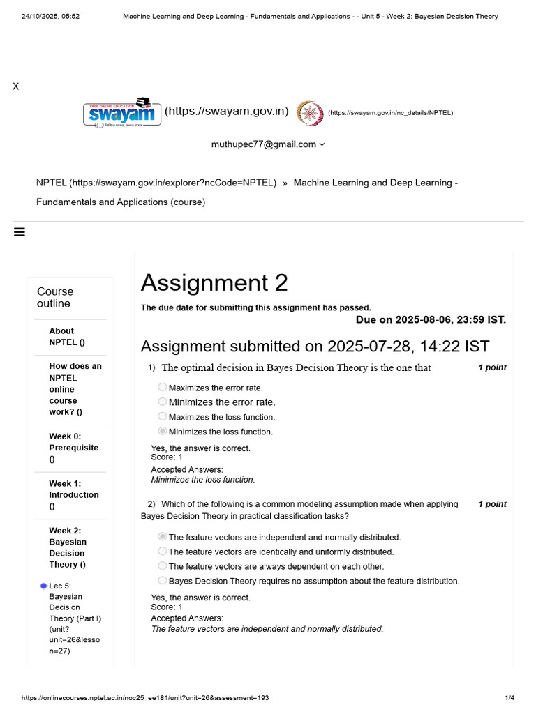 Machine Learning and Deep Learning - Fundamentals and Applications - Unit 5 - Week 2 - Bayesian ...