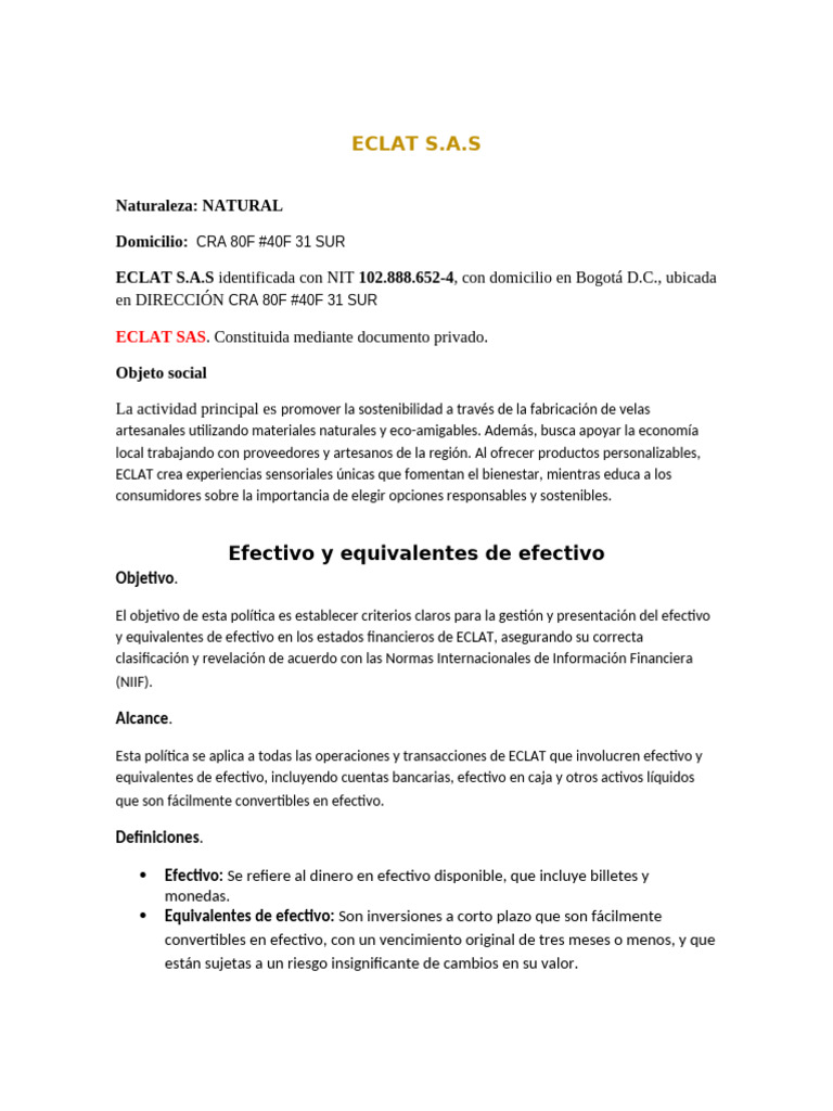 Politicas Contables ECLAT | PDF | normas internacionales de INFORMACION FINANCIERA | Activo ...