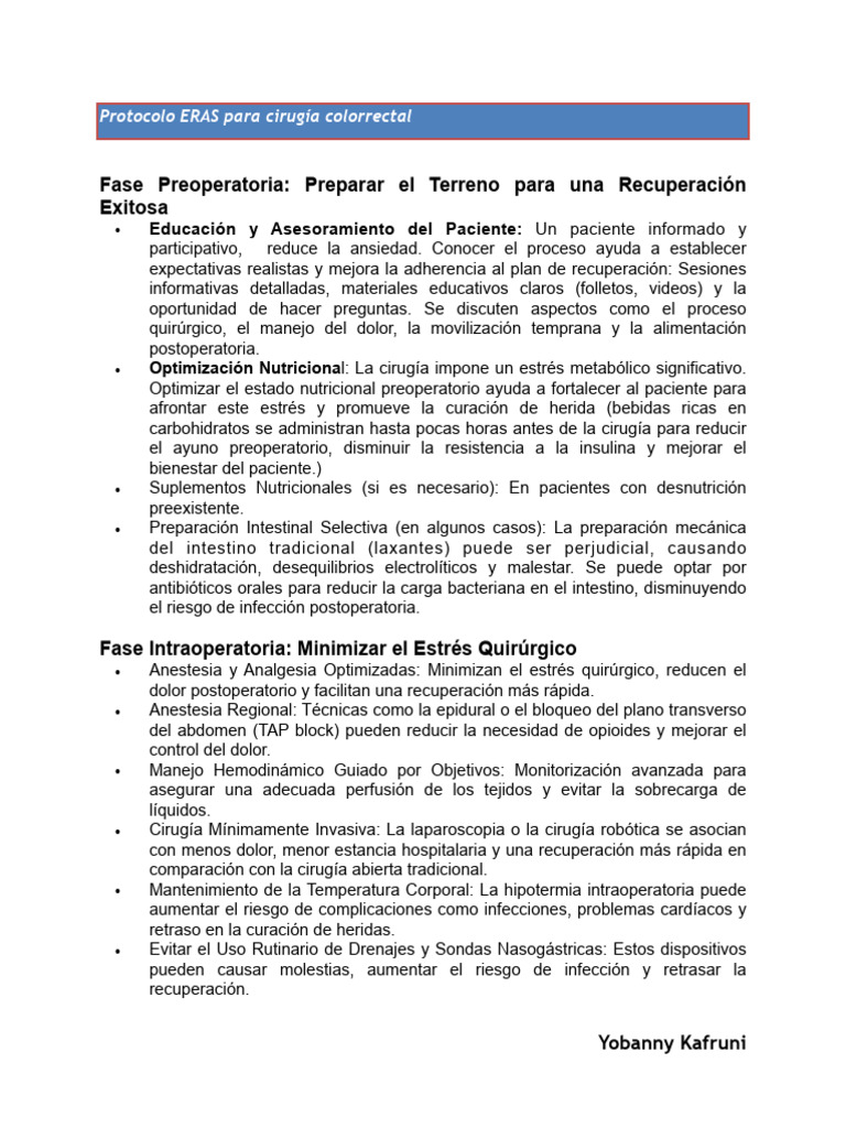 Protocolo ERAS en Cirugía Colorrectal | PDF | Cirugía | Analgésico