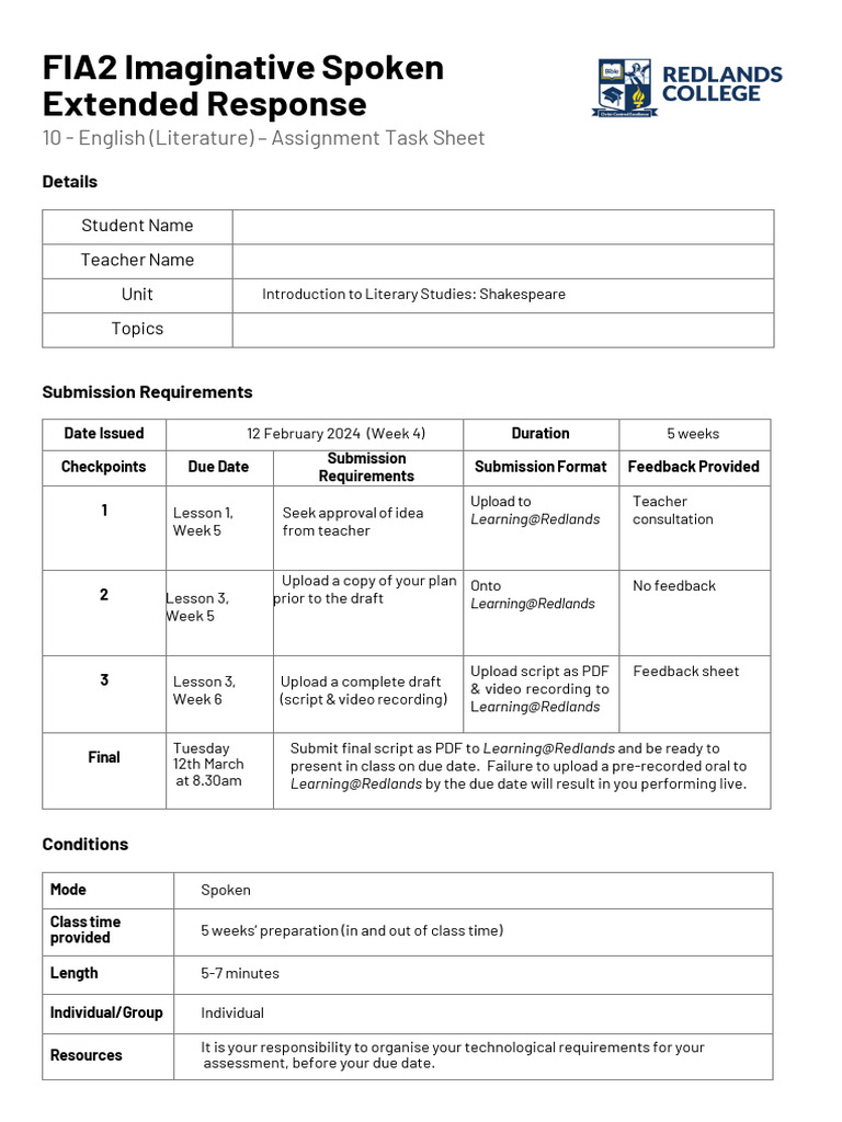 Y10 English T1 Task Sheet | PDF | Nonverbal Communication | Human ...