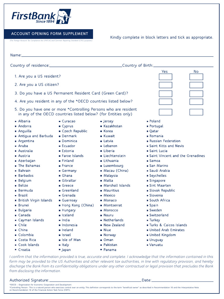Account Opening Form Supplement 2 | PDF