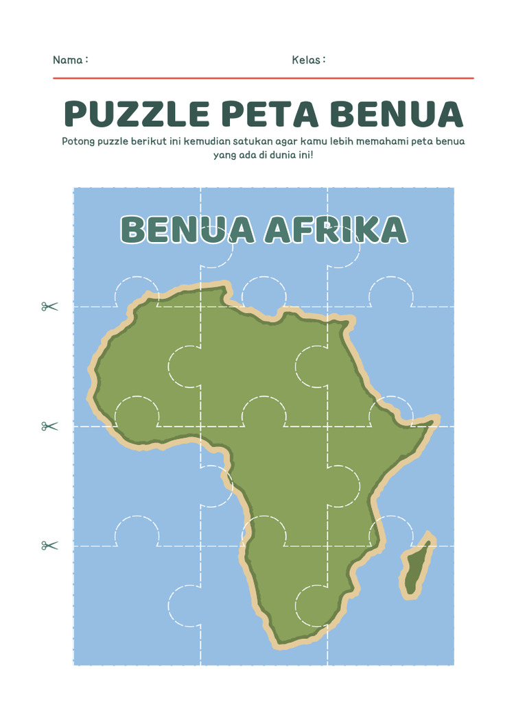 Puzzle Benua Di Dunia Lembar Kerja Hijau Ilustrati - 251024 - 074658 | PDF