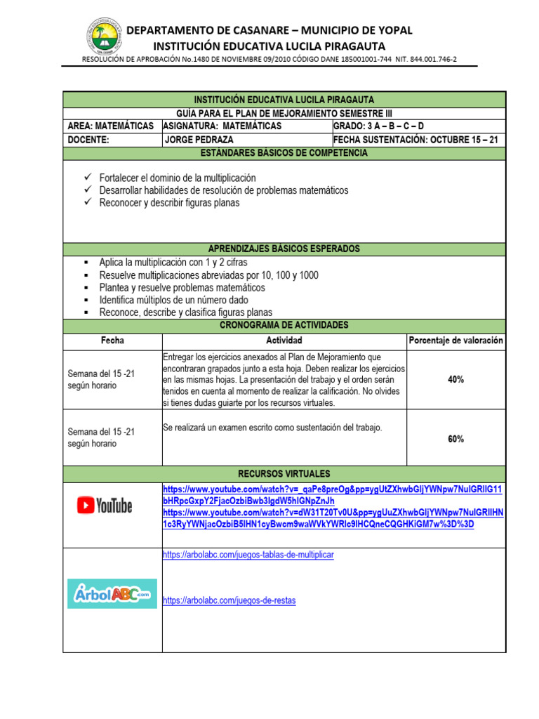 Pma Matematicas Pedraza | PDF