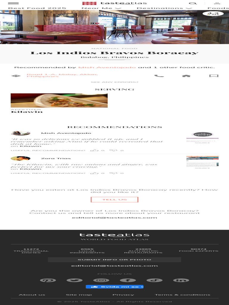 Los Indios Bravos Boracay TasteAtlas Recommended Authentic Restaurants ...