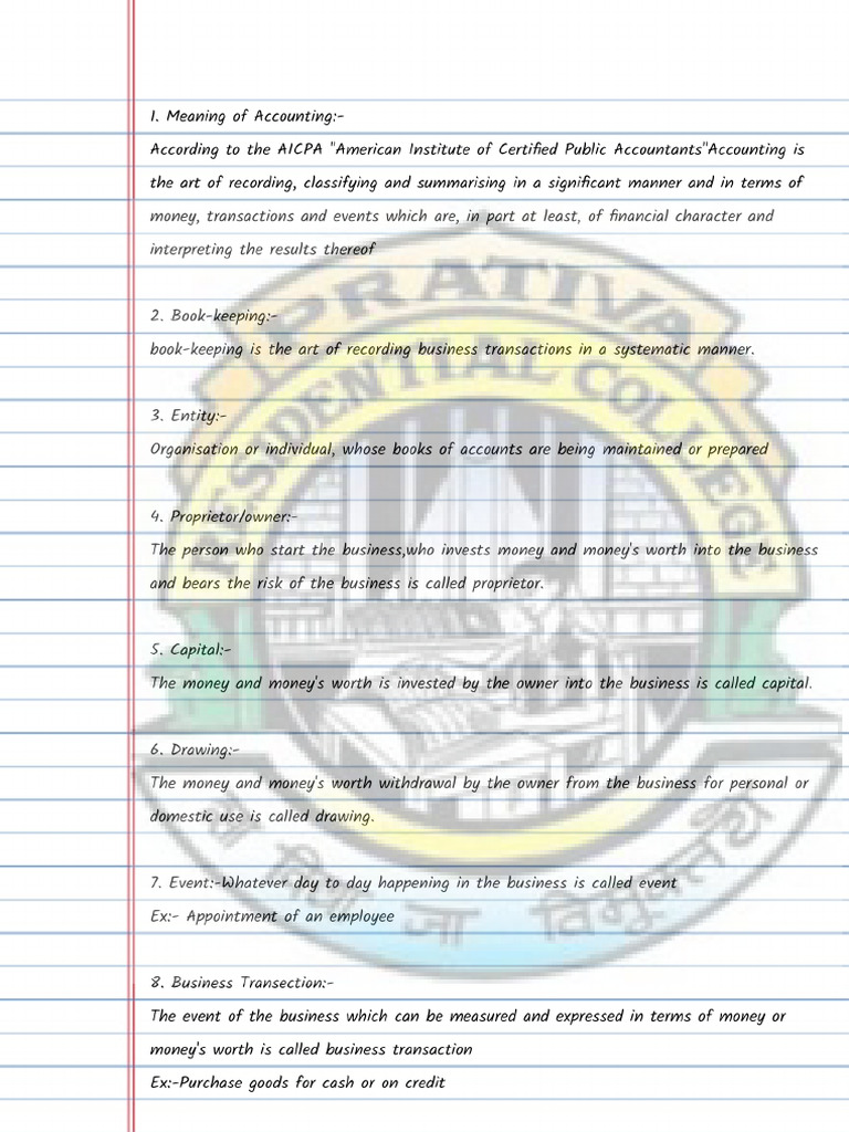 Basics Concept of Accounting | PDF