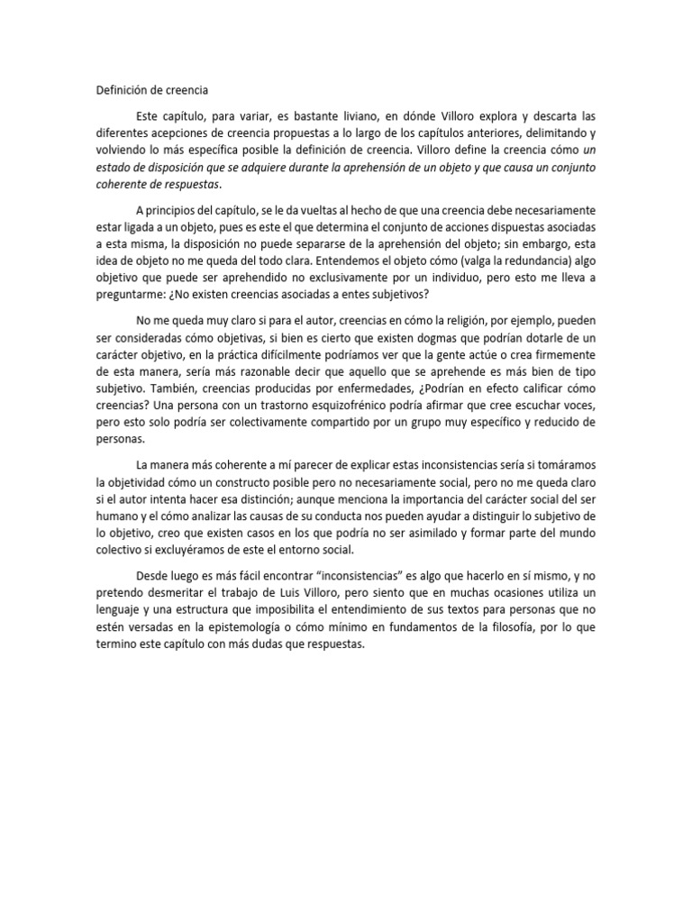 Definición y Dudas sobre Creencias | PDF | Epistemología