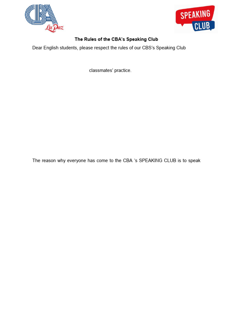 The Rules of The CBA's Speaking Club | PDF