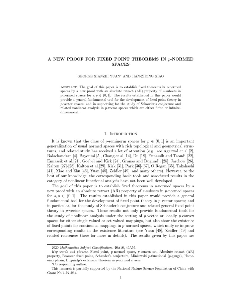 Yuan and Xiao Paper On Fixed Point Theorems in P-Normed Space With New ...